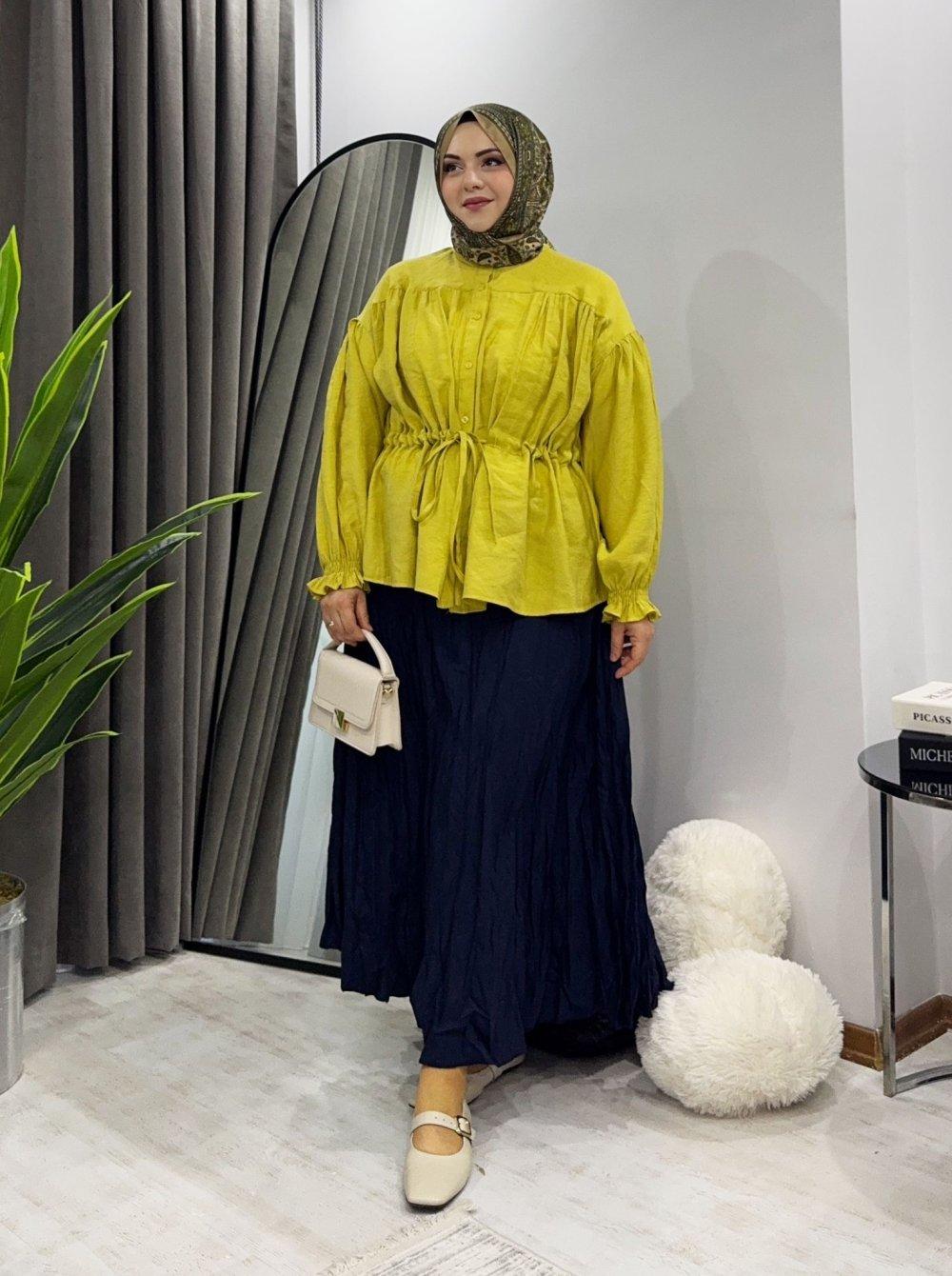 Lia Gömlek - Yağ Yeşili Modelleri En Uygun Fiyatlarla